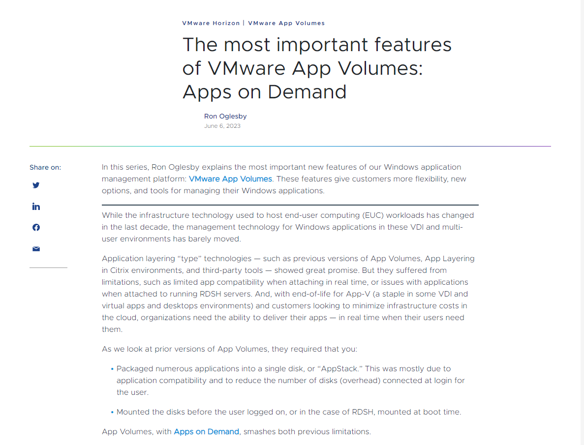 The most important features of VMware App Volumes: Apps on Demand ...